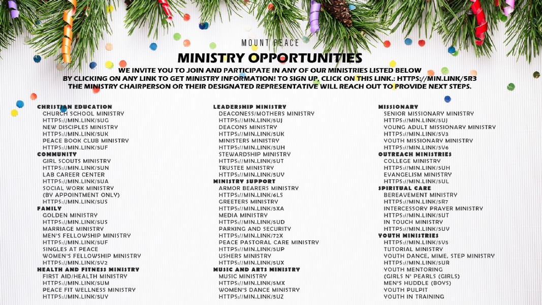 Ministry Opportunities
